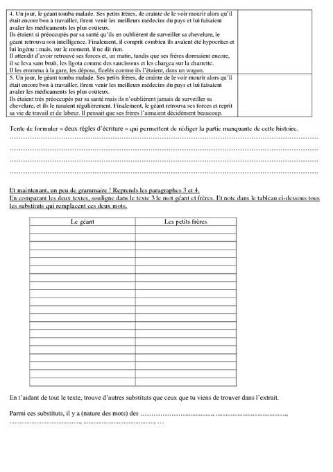 Questions puis tâche d'écriture - Cm1 - Cm2 - Lecture - Récit - Cycle 3 ...