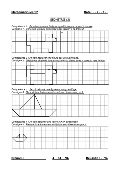 Géométrie – Cm1 – Cm2 – Evaluation - Pass Education
