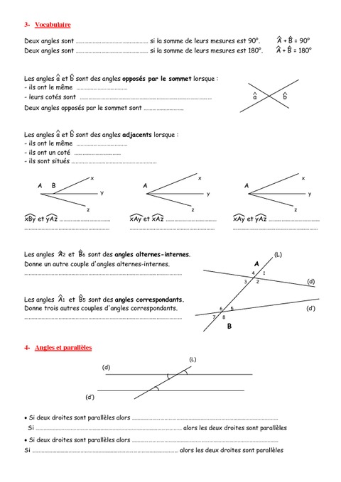 Angles – 5ème – Géométrie – Exercices – Contrôle – Mathématiques ...