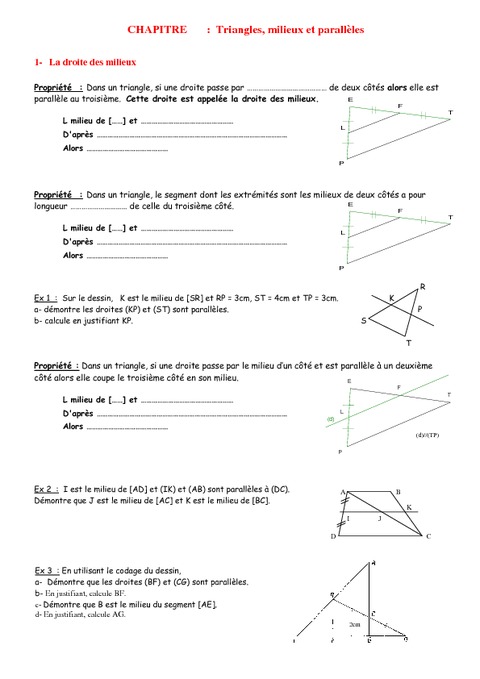 Théorème de Thalès – 4ème – Géométrie – Exercices – Contrôle ...