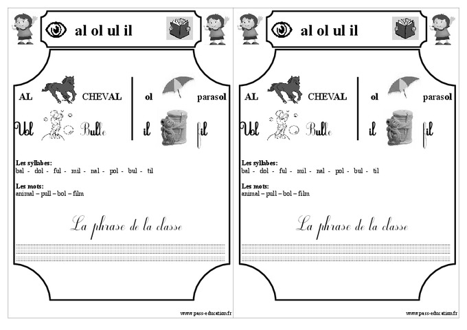 Le son al ol ul il - Cp - Etude des sons - Lecture - Cycle 2 - Pass ...