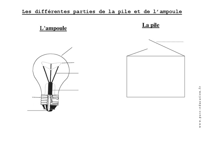 Pile - Ampoule – Ce1 – Exercices – La matière – Sciences – Cycle 2 ...