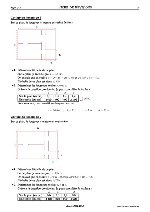 Échelles - 5ème – Exercices corrigés – Mathématiques – Collège ...