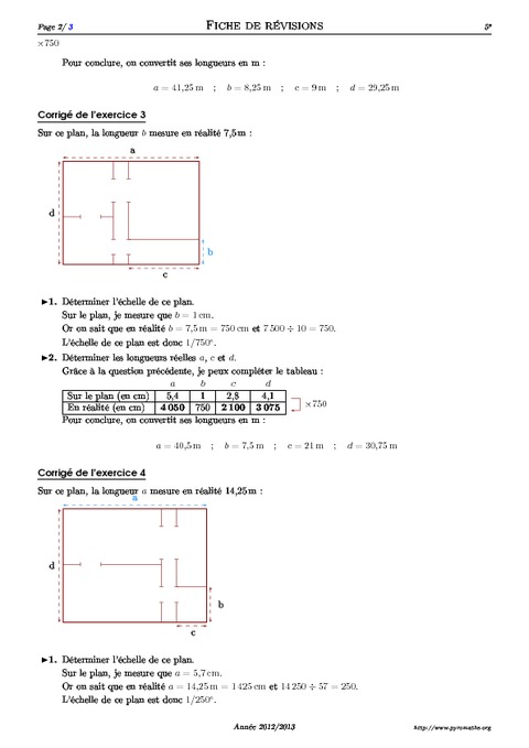Échelles - 5ème – Exercices corrigés – Mathématiques – Collège ...