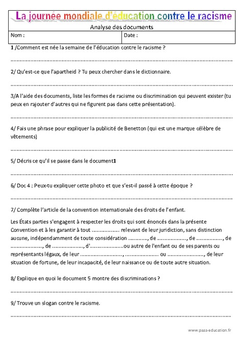 Journée mondiale contre le racisme - Ce2 - Cm1 - Cm2 - Instruction ...
