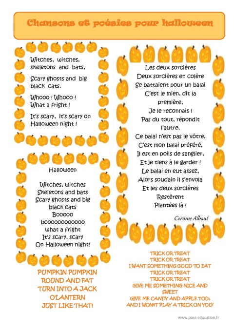 Poèmes et chansons pour Halloween - Lecture - Vie de la classe - Pass ...