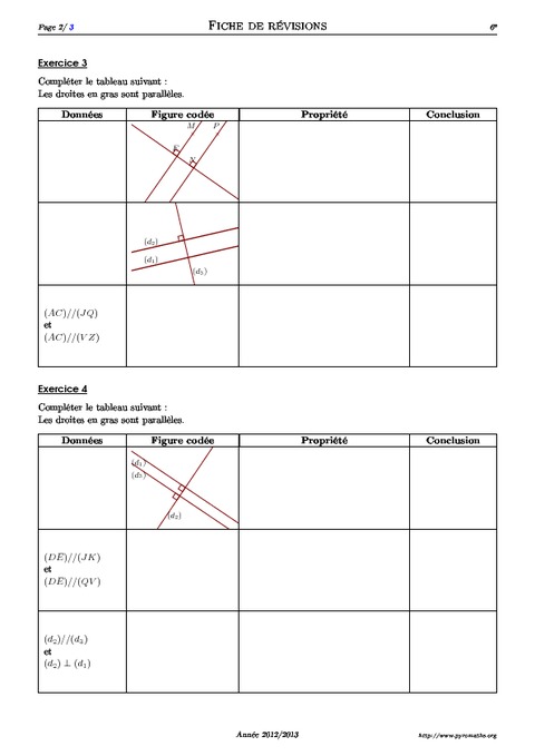 Propriétés sur les droites - 6ème – Exercices corrigés – Mathématiques ...