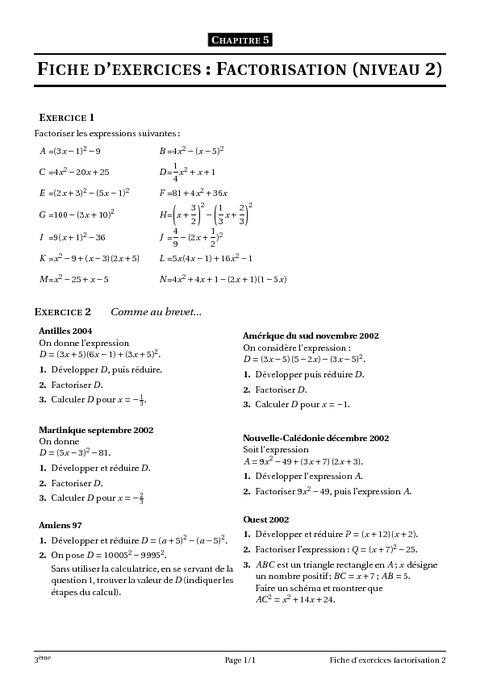 Calcul littéral – 3ème – Cours – Exercices – Collège – Mathématiques ...