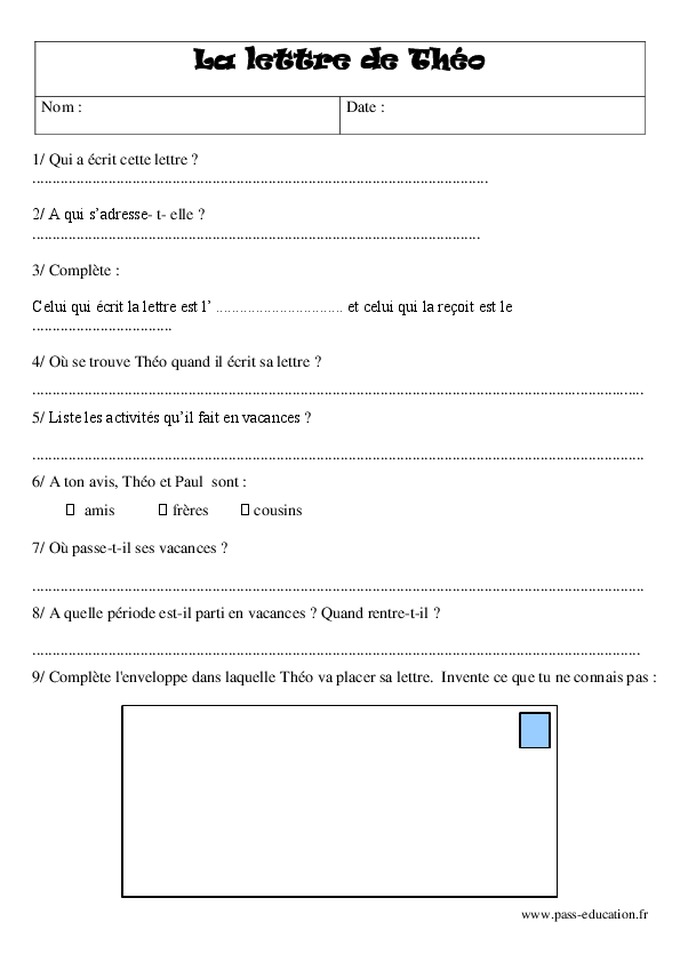 La lettre - Ce2 – Lecture - Textes prescriptifs, fonctionnels – Cycle 3 ...