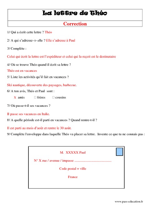 La lettre - Ce2 – Lecture - Textes prescriptifs, fonctionnels – Cycle 3 ...