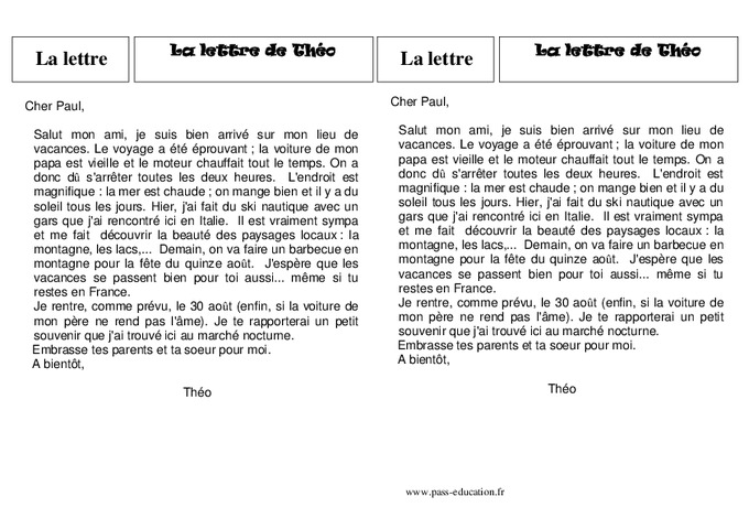 La lettre - Ce2 – Lecture - Textes prescriptifs, fonctionnels – Cycle 3 ...