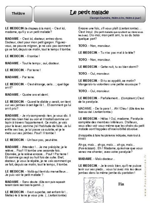 Le petit malade - Ce2 - Texte théâtrale - Lecture - Cycle 3 - Pass ...