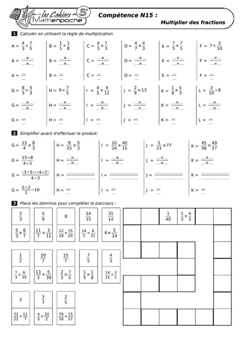 Fractions – 5ème – Cours – Exercices – Collège – Mathématiques - Pass ...