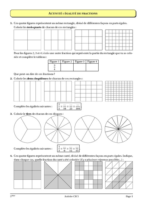 Fractions – 5ème – Cours – Exercices – Collège – Mathématiques - Pass ...