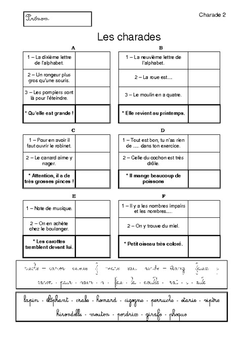 Indices - Charades - Lecture ludique - Ce1 - Français - Cycle 2 - Pass ...