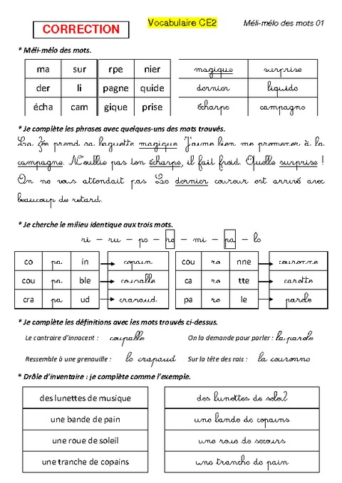 Méli-mélo des mots - Ce2 - Vocabulaire ludique - Cycle 3 - Editeur ...