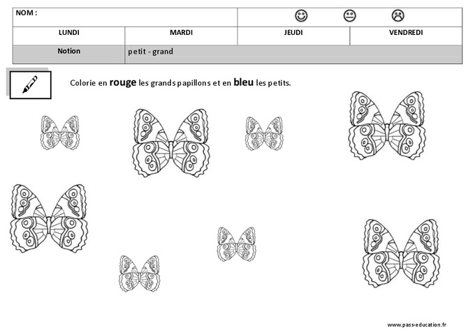 Petit - Grand – Maternelle – Petite section – Moyenne section ...