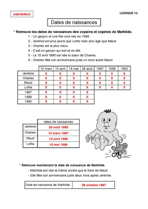 Problèmes de logique – Cm2 – Mathématiques – Exercices et correction ...