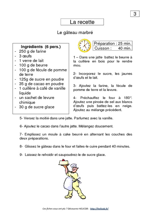 Recette – Ce1 – Lecture fonctionnelle – Français – Cycle 2 - Pass Education