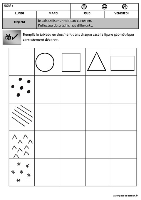 Tableau à double entrée - Forme + graphisme - Maternelle – Moyenne ...