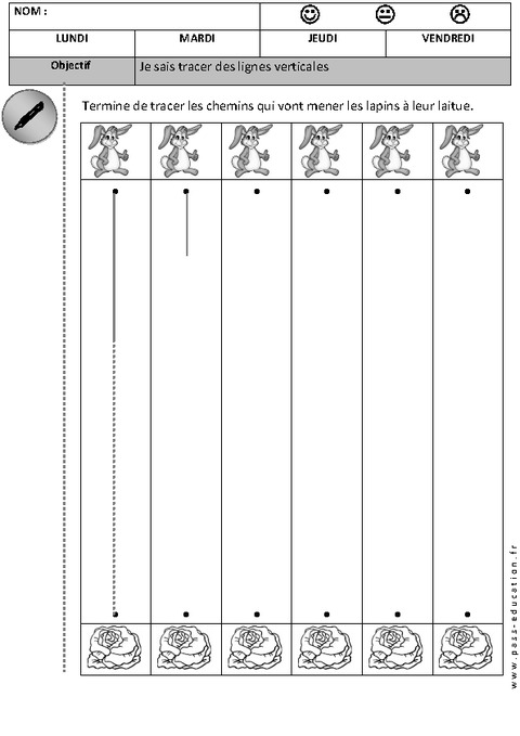 Horizontal - Vertical -Tracer des lignes - Graphisme – Maternelle ...