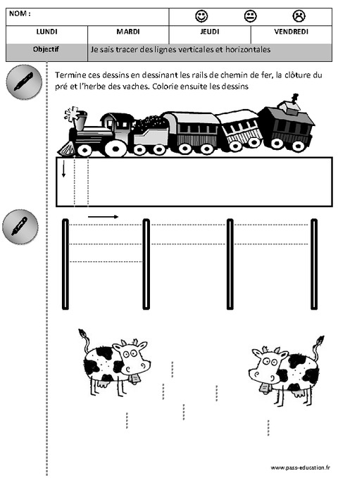 Horizontal - Vertical -Tracer des lignes - Graphisme – Maternelle ...