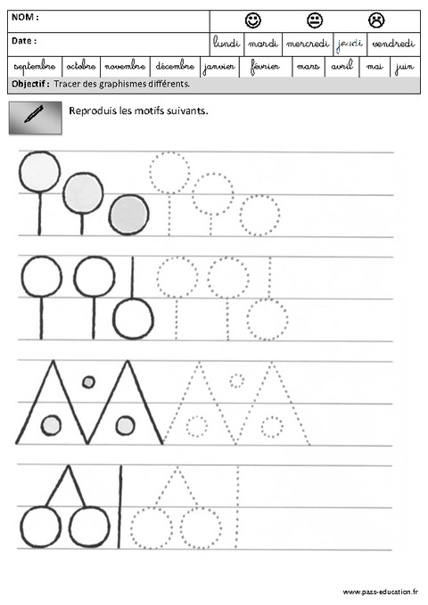 Fiches pédagogiques - Exercices - Graphisme – Maternelle – Grande ...