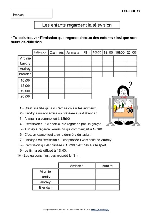 Problèmes de logique – Ce2 – Cm1 – Exercices corrigés – Mathématiques ...