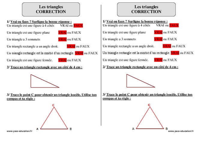 Triangles – Ce2 – Exercices avec correction – Géométrie - Pass Education