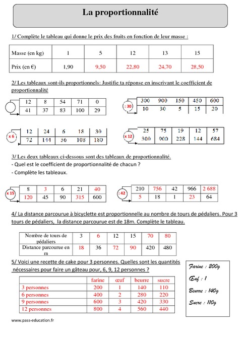 Proportionnalité – Cm2 – Exercices corrigés - Organisation et gestion ...