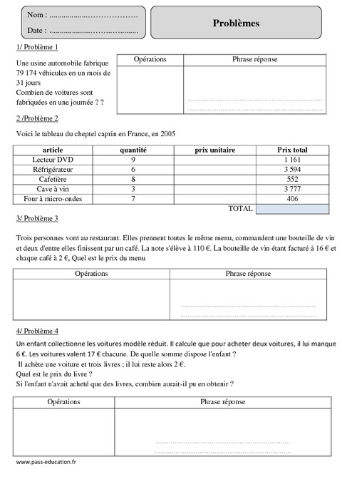 Problèmes de division – Cm2 – Exercices corrigés – Calcul ...