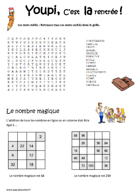 Rentrée ludique - Jeux - CM1 - CM2 - Cycle 3 - Pass Education