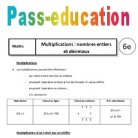 Multiplications - Nombres entiers - Décimaux - Cours - 6ème - Cycle 3 ...