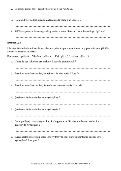 Quelques ions, le pH, les solutions acides et basiques – 3ème ...