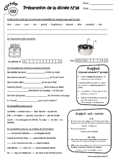 Verbes du 1er groupe au passé composé - Homophones a/à ; on/ont ...