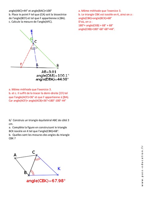 Construction de triangles - Exercices corrigés - 5ème - Géométrie ...