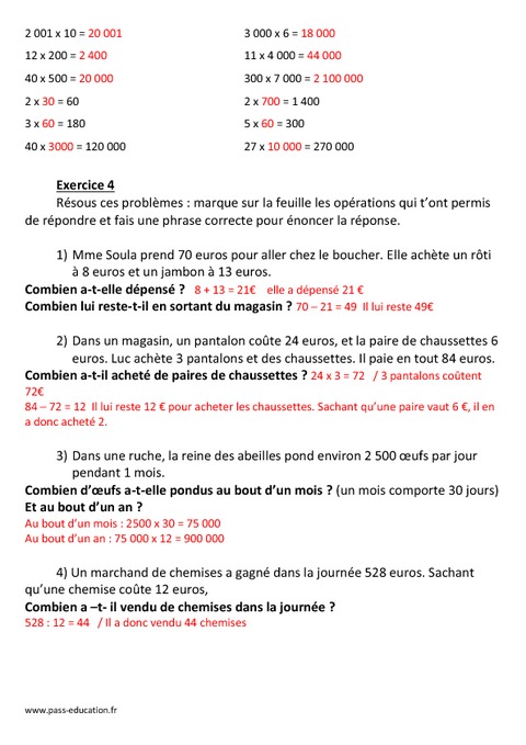 Opérations - Cm1– Cm2 – Evaluation - Pass Education