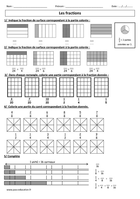 Fractions – Cm1 – Cm2 - Exercices corrigés – Numération – Cycle 3 ...