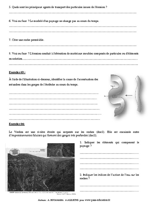 Paysages actuels - 5ème – Exercices corrigés - Remédiation – Géologie ...