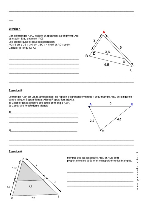 Triangles - Agrandissement - Réduction – Exercices corrigés – 3ème ...