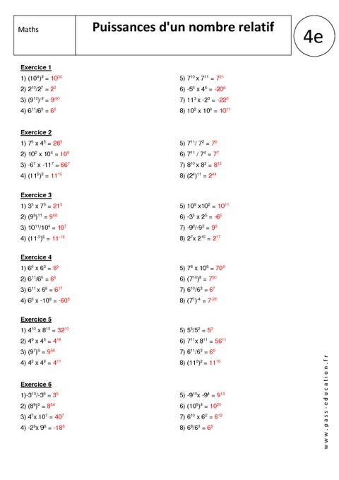 exercice nombre relatif 4ème – exercice corrigé nombre relatif 4ème ...