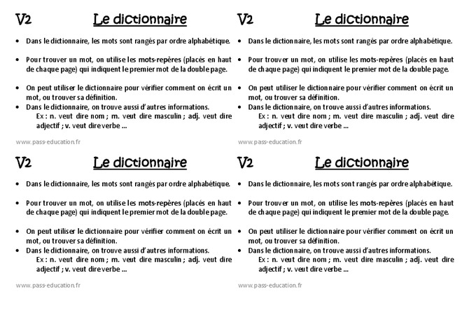 Dictionnaire – Ce1 - Leçon - Pass Education