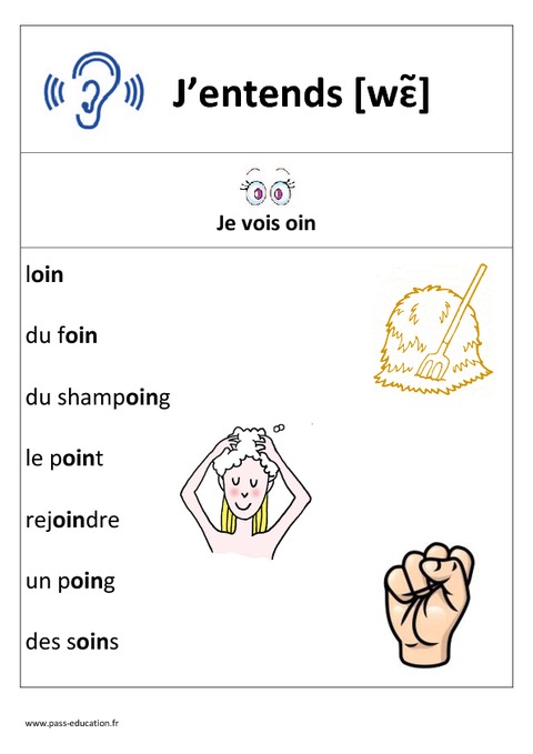 Le son OIN | Exercices de vocabulaire, Méthode de lecture, Phonétique