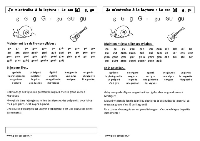 G Ou Gu Exercices à Imprimer | Chtoby Pomnili
