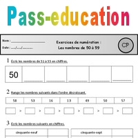 Exercices - Nombres de 50 à 59 – Cp - Cycle 2 - PDF à imprimer