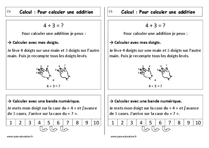 Calculer une addition - Cp - Leçon - Pass Education