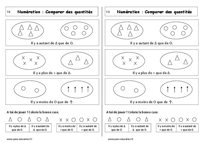 Comparer des quantités - Cp - Leçon - Pass Education