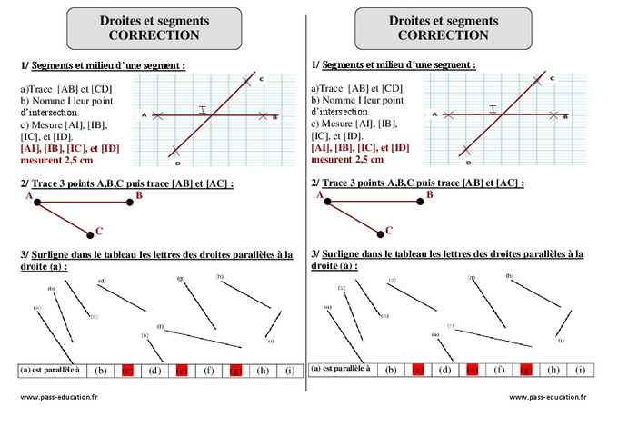 Droites et segments – Ce2 – Exercices à imprimer - Pass Education