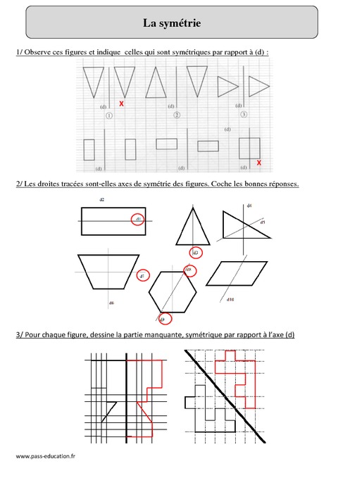 Symétrie – Cm2 – Exercices avec correction - Pass Education