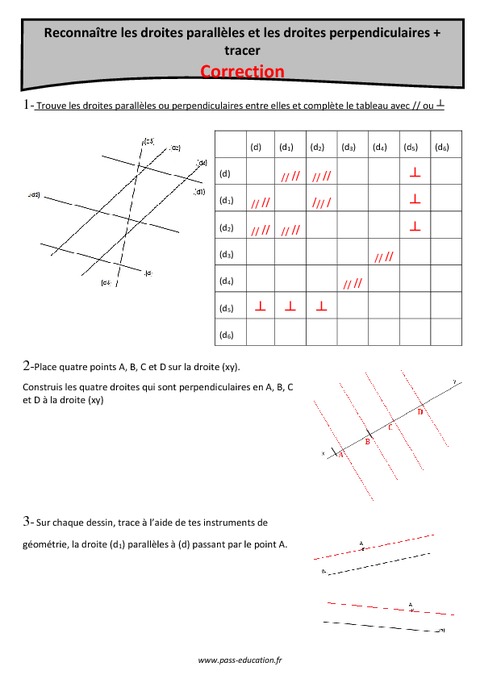 Tracer et reconnaître les droites parallèles et perpendiculaires - Cm1 ...